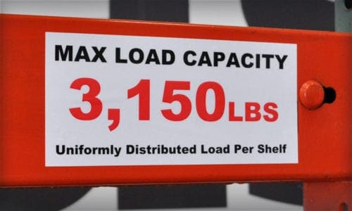 Weight Capacity Labels for Shelving and Pallet Racks