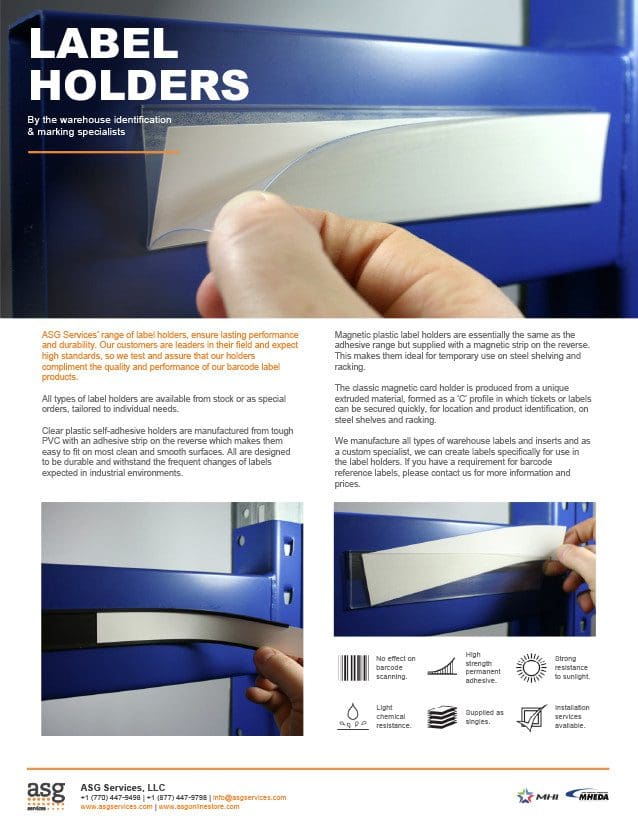 Warehouse Label Holders in Durable Plastic & Magnetic Strips